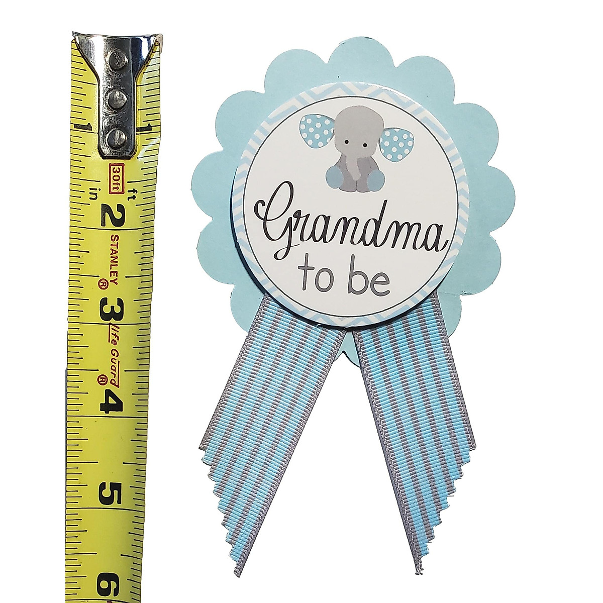 Elephant Grandma to be pin badge for Baby Shower It's a boy Blue & Gray Gender Reveal