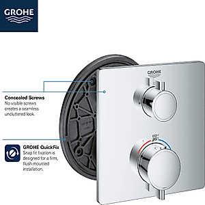GROHE 24110000 Grohtherm Single Function 2-Handle Thermostatic Trim, Starlight Chrome
