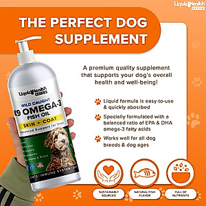 Liquid Health Pets K9 Omega 3 Fish Oil for Dogs - Liquid Omega 3 for Dogs with EPA + DPA + DHA, Dog Shedding Suplement May Reduce Itching and Support Joint, Immunity, Brain & Heart Health (3pack)