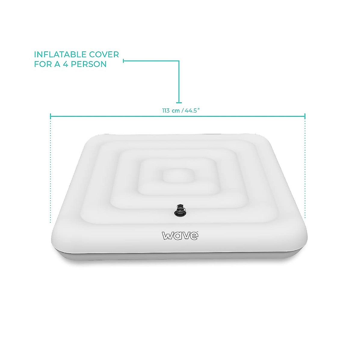 Wave Spa Inflatable Hot Tub Cover for Square 4 Person Hot Tub, Energy Saving, Thermal Efficient, Protective Rain Overflow Cover