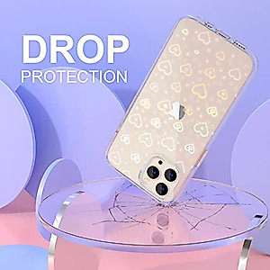 Tksafy Compatible iPhone 14 Pro Max Case, Clear Glitter Cute Laser Holographic Love Heart Pattern for Women Girls, Anti-Yellow Hard PC Protective Phone Case for iPhone 14 Pro Max 2022, Rainbow Heart