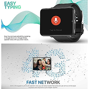 LIZIWEI LEMT 2.86 Inch Super Large Touch Screen Smartwatch, 4G Call 3G+32G Memory 5MP Front Camera 2700Mah Large Battery Multi Sport Modes Smart Watch Easy Typing