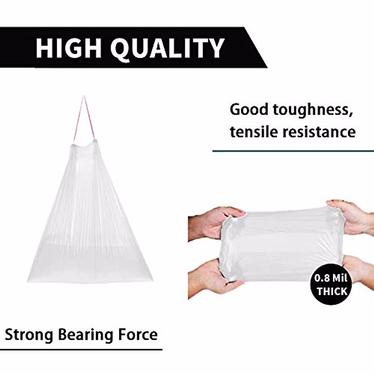 8 Gallon Trash Bags 120 Count Black Drawstring Trash Bags Thick Garbage Bags for Office Kitchen Home Plastic Trash Bags 22.06'' x 25.61'' (White, 8)