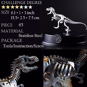JOMIOD 3D Metal Puzzle Tyrannosaurus Rex Model Kit, Mechanical Metal Model Kits, 3D Puzzles to Build for Adults Brain Teaser Puzzles Toys, DIY Animal Art Craft Decoration
