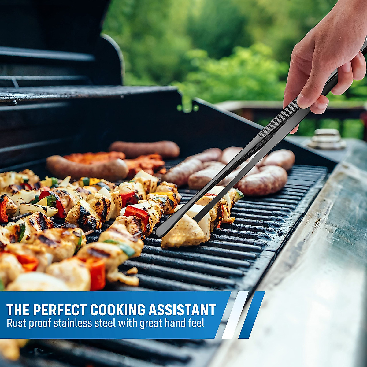 CATTOMBEEG Long Tweezers 12 Inch – Cooking Tweezers Black Stainless Steel Kitchen Tweezers Tongs For Cooking, BBQ Cooking Tongs, Pet Feeding, Repairing, Arts And Crafts - Pack of 2