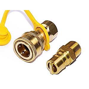 DOZYANT 1/2" QDD LP Gas Quick Connect Disconnect Connector & Male Insert Plug Solid Brass 1/2 PSIG Pressure Input 1/2 Ins & 1/2" Male NPT x 1/2 inch Natural Gas Propane Fitting Connector