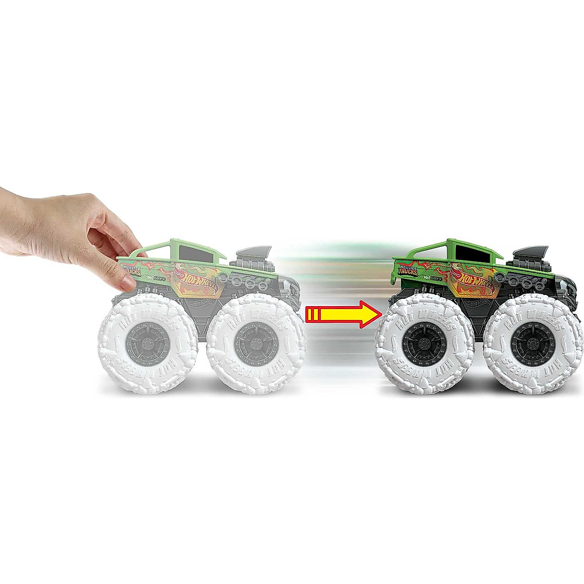 Hot Wheels Monster Trucks Twisted Tredz Vehicles, Creature-Themed 1:43 Scale Toy Truck with Pull-Back Motor & Giant Wheels, Gift for Kids Ages 3 Years Old & Up