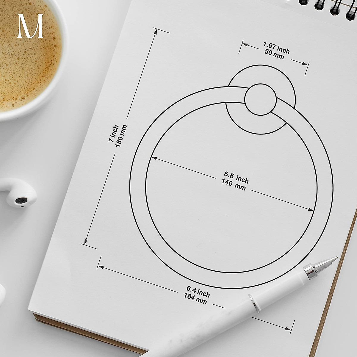 Marmolux Acc - Matte Black Towel Ring - Modern Hand Towel Holder for Bathroom Wall - SUS304 Stainless Steel Bathroom Towel Rack - Black Towel Hanger for Bathroom.