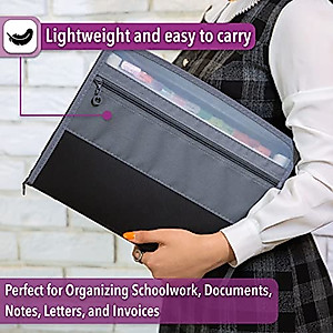 Mr. Pen- Accordion File Organizer, 13 Pockets, Black, Letter A4 Paper Document Accordion Folder, Expanding File Folder with Sticky Labels, Accordion File Folder Document Organizer