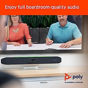 Poly - Studio X50 (Polycom) with TC8 Touch Controller - 4K Video & Audio Bar - Conferencing System for Mid-Size Meeting Rooms - Works with Teams, Zoom & more