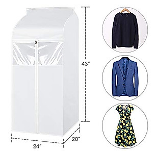 Zilink Hanging Clothes Bag Organizer 43 inch-2 Pack Large Garment Bags Suit Bag for Storage Hanging Clothes Cover for Suit Coats Dress Closet Storage