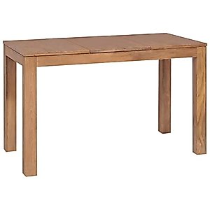 vidaXL Solid Teak Wood Dining Table Natural Finish Sleek Rustic Home Kitchen Restaurant Dinner Meal Table 47.2"
