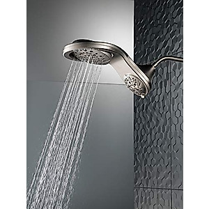 DELTA FAUCET 58581-SS25-PK HydroRain H2Okinetic 5-Setting Two-in-One Shower Head Combo, 2.5 GPM Water Flow, Stainless