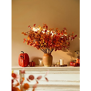 Anna's Whimsy 8 Pcs Artificial Eucalyptus Stems and Fake Babys Breath Flower Fall Decorations Fall Leaves for Fall Home Decor