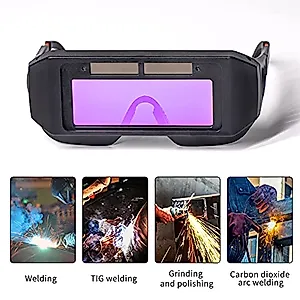 T TOVIA LCD Welder Glasses Safety Protective Solar Powered Auto Darkening Welding Goggles with Adjustable Shade, 2 Sensors Welder Glasses for TIG MIG MMA Plasma