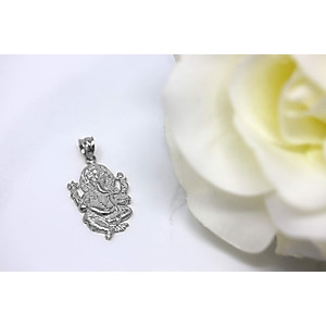 CaliRoseJewelry Sterling Silver Hindu Lord Ganesh Ganesha Elephant Hindu God of Fortune Charm Pendant