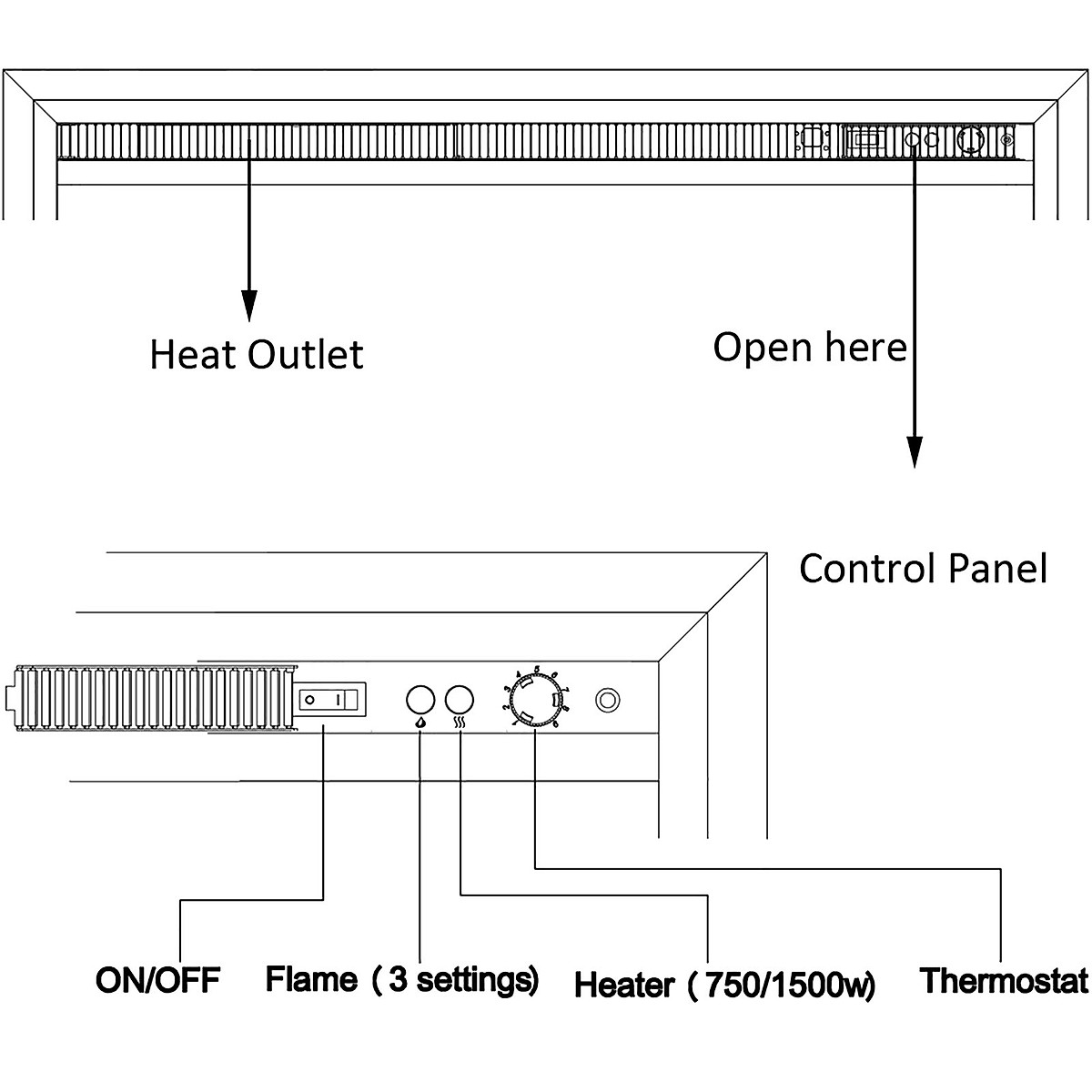 RICHFLAME 33 Inches, Edward Electric Fireplace Insert with Fire Crackling Sound, Weathered Concrete Interior, Remote Control, 750/1500W, Black
