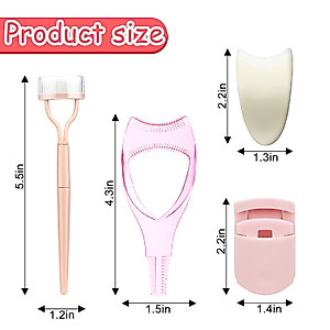 Juome 4 in 1 Eyelash Applicator Tool Kit, False Lash Clip Applicator Portable Eyelash Curlers Eyelash Separator Tool Mascara Comb Lash Buddy Set for Women Girls