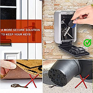 Key Lock Box with 4-Digit Combination, Lock Box Outside for House Key, Wall Mounted Weatherproof Resettable Code Key Lock Box for Outside, Ideal for Homes Hotels Schools