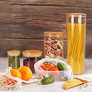 68oz Glass Jars with Bamboo Lids , Borosilicate Glass Airtight Canisters sets,Food Storage Container, Pantry Organization and Storage Jars, Kitchen Canisters Sets, Spice Jars, Flour Containers of 3