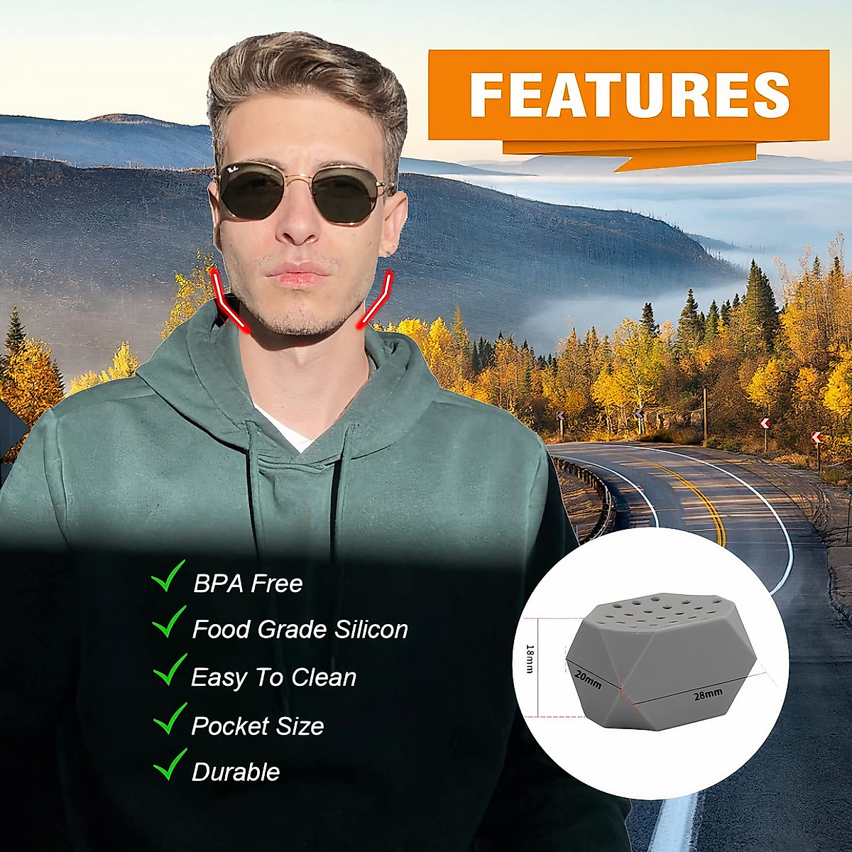 Jawrize Jaw Exerciser - Jawline for Sharp Jawline, Slim and Tone Your Face, Double Chin Reducer Men Women, Face Slimmer, BPA Free Silicone Excersize Equipment, Workout Kit, Grey