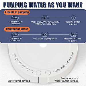 Desktop Water Bottle Dispenser,New upgrade RGB Ambient Light, Bedside Water Dispenser,Portable 5 Gallon Water Dispenser,with 7 Levels Pumping and Ambient Light,Suitable for Home, Office, Outdoor