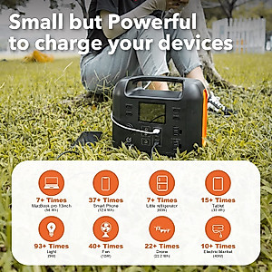 GOLABS R500 Portable Power Station, 518Wh Outdoor Solar Generator LiFePO4 Battery Backup with 500W Pure Sine Wave AC Outlet, PD 100W USB C Quick Charge for CPAP Camping RV Travel Emergency Orange