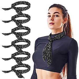 Coume 6 Pack Cooling Neck Wraps Cooler Ice Wrap Scarf Bandanas for Summer Women Men Walking Riding Outdoor(Black)
