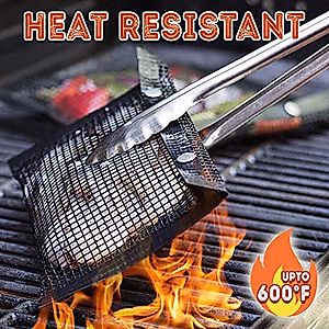 FURNIE 2 Pack Nonstick BBQ Mesh Grill Bags for Outdoor Barbecue, Reusable Non Stick Barbeque Pouch Grilling Bag, Non-stick Mesh Grill Bags for Outdoor Grill, BBQ Vegetables Grilling Mesh Bags