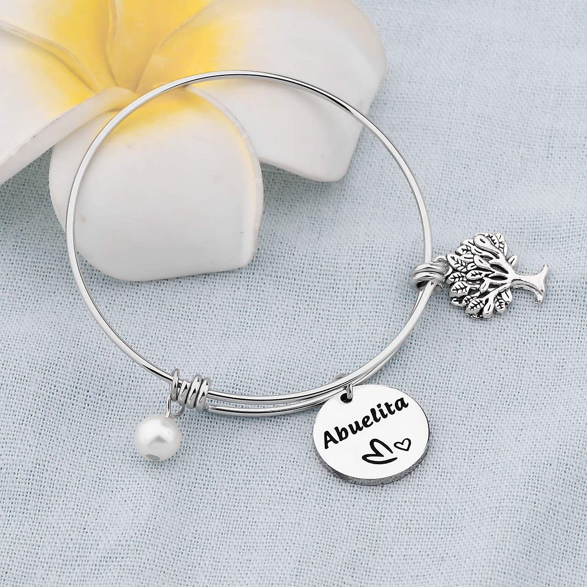 BEKECH Spanish Grandma Jewelry Abuelita Expandable Wire Bangle Bracelet Abuela Jewelry Mother’s Day Gift for Abuelita