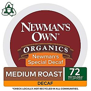 Newman's Own Organics Special Blend Decaf, Single-Serve Keurig K-Cup Pods, Medium Roast Coffee, 72 Count