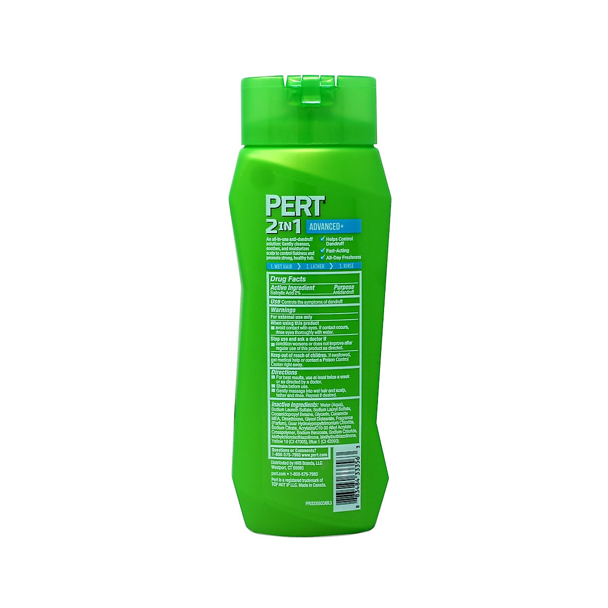 Pert Plus 2 in 1 Shampoo + Conditioner Dandruff Control 13.5 Fl Oz / 400 Ml (Pack of 3)