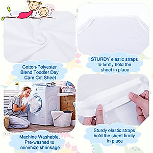 20 Pcs Daycare Cot Sheets for Toddler and Preschool Pure Cotton Breathable Fabric White Cot Sheets Standard Daycare Cot Bed Fitted Sheet for Boys and Girls, 51.18'' W x 23.62'' L (20 Pcs)