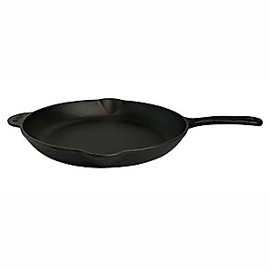 IMUSA USA 12" Cast Iron Skillet with Helper Handle for Indoor & Outdoor