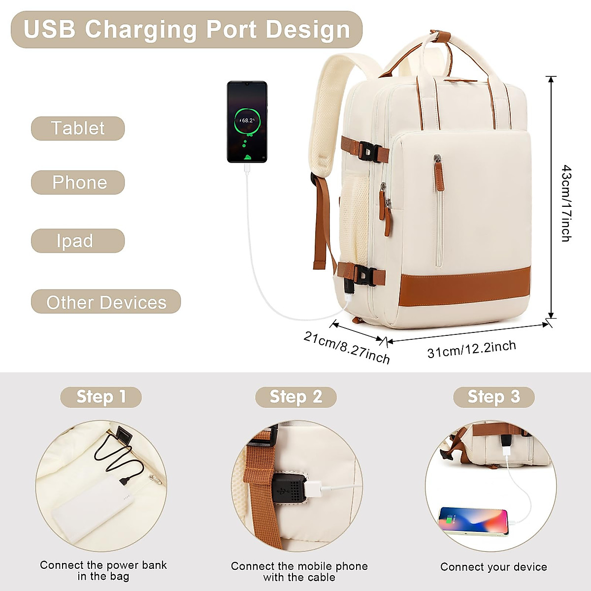 ACESAK Large Travel Backpack for Women Men - 40L Carry On Backpack Airline Approved Personal Item Bag for 15.6 Inch Laptop Backpack, Hiking Waterproof Outdoor Sports Casual Daypack Travel Essentials