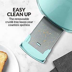 Nostalgia Classic 2-Slice Wide Slot Toaster, Retro Vintage Design with Six Toasting Settings & Removable Crumb Tray, Aqua