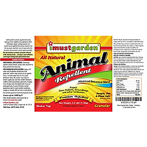I Must Garden Deer, Rabbit and Groundhog Repellent: All-Weather Granular Formula – 2.5lb Shaker Jar