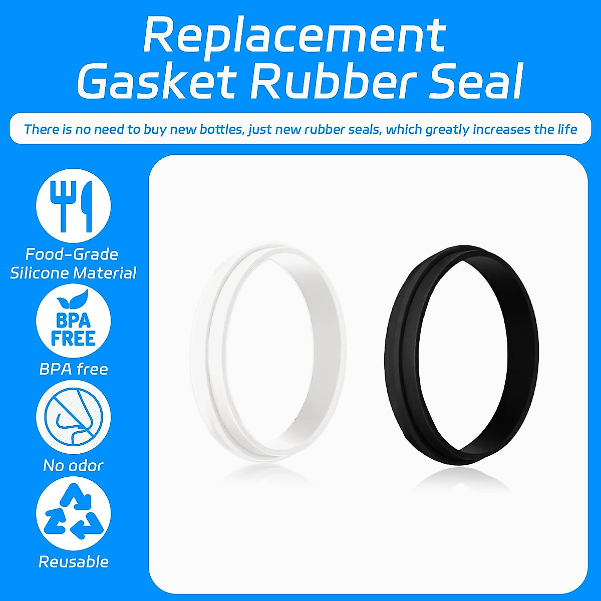 Replacement Gasket Compatible with Gatorade Water Bottle (8 Pack), Silicone Lid Seal Replacement for Gatorade Gx Hydration System Bottle, Reusable Silicone Seals