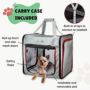 Double Pet Carrier for Cats and Dogs – Use Individually or Zip Together for Large Travel Pet Carrier – Lightweight Connect Carrier – Compact – Carry Case Included