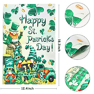 St Patricks Day Decorations Outdoor, St Patrick's Day Garden Flag Gnome Shamrock , 3PCS Yard Flag Irish Green Shamrock Garden Flag Double Sided Decorative Garden Flag for St. Patrick's Day Outdoor Decoration（3PACK)