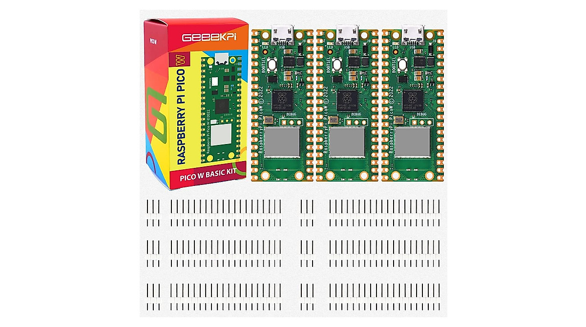 GeeekPi 3PCS Raspberry Pi Pico W with Wi-Fi - Microcontroller Kit