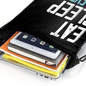 Eat Sleep Volleyball Repeat Drawstring Pack Beam Mouth Yoga Sackpack Shoulder Bags For Men/Women