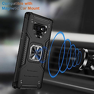 IKAZZ Galaxy Note 9 Case,Samsung Note 9 Cover Dual Layer Soft Flexible TPU and Hard PC Anti-Slip Full-Body Rugged Protective Phone Case with Magnetic Kickstand for Samsung Galaxy Note 9 Black