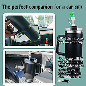 2Pcs Silicone Boot for Stanley 40 oz 30 oz Tumbler with Handle & Stanley IceFlow 20oz 30oz, Reduces Noise Protective Silicone Water Bottle Bottom Sleeve Cover for Stanley Cup Accessories (Pink Dusk)