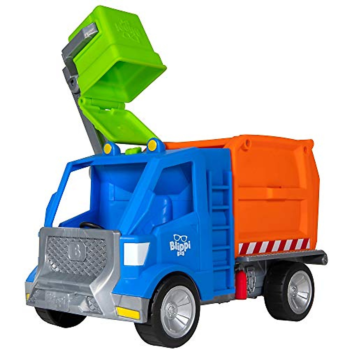 Blippi Recycling Truck - Includes Character Figure, Working Lever, 2 Trash Cubes, 2 Recycling Bins - Sing Along with Popular Catchphrases - Educational Toys for Kids - Amazon Exclusive