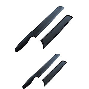 Cestari Ceramic Knife Set - 6 Inch Tomato Knife and 8 Inch Bread Knife with Serrated Blades - Includes Safety Sheaths and Gift Box - Never Needs Sharpening