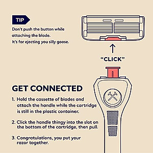 Dollar Shave Club | 4-Blade Travel Shaving Kit | Diamond Grip Club Razor Handle, 4-Blade Club Razor Cartridges, and Razor Cover, Easy to Grip Handle, Shaving Starter Set, Razor Kit, Great for Travel