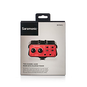 Saramonic 2-Ch Audio Mixer with 3.5mm, XLR & 6.35mm Combo Inputs, PH Power, Headphone Monitor Jack, Integarted Shoe Mounts for DSLR Audio Mixer Preamp (SR-PAX1)