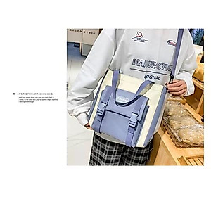 Teslawi kawaii backpack 4Pcs Set Aesthetic backpack 17in backpack，with Kawaii Pendants，Crossbody Bag ，Pencil Case, Handbag (Blue)