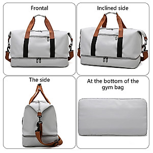 WAYUTO Gym Bag Gym Duffle Bag with Shoes Compartment Workout Bag Travel Bag Large Capacity Sports Backpack Gym Bag with Yoga Mat Holder Lightweight Overnight Travel Carry on Bags for Men Women Khaki